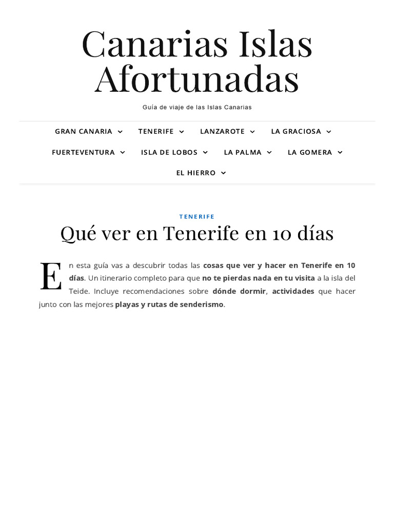 Qué Ver y Hacer en Tenerife en 10 Días - ¡Guía Completa! | PDF Qué Ver y Hacer en Tenerife en 10 Días - ¡Guía Completa! | PDF