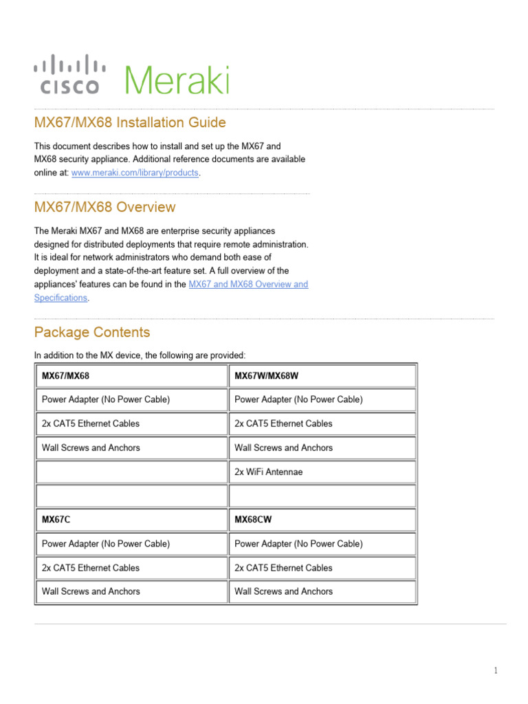 MX67&MX68 Installation Guide | PDF | Ip Address | World Wide Web