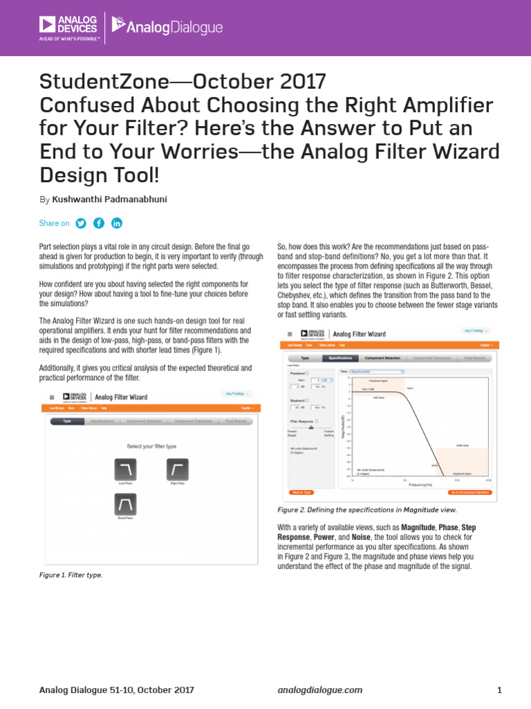 The Analog Filter Wizard Design Tool - Studentzone-10-2017 | PDF ...