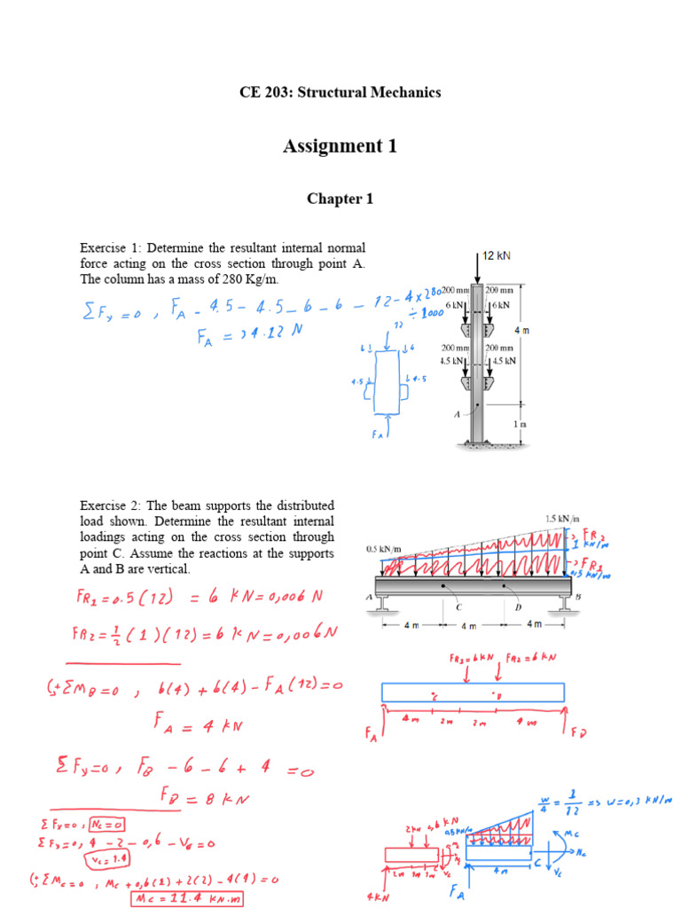 Structural Mechanics Assignment Exercises | PDF