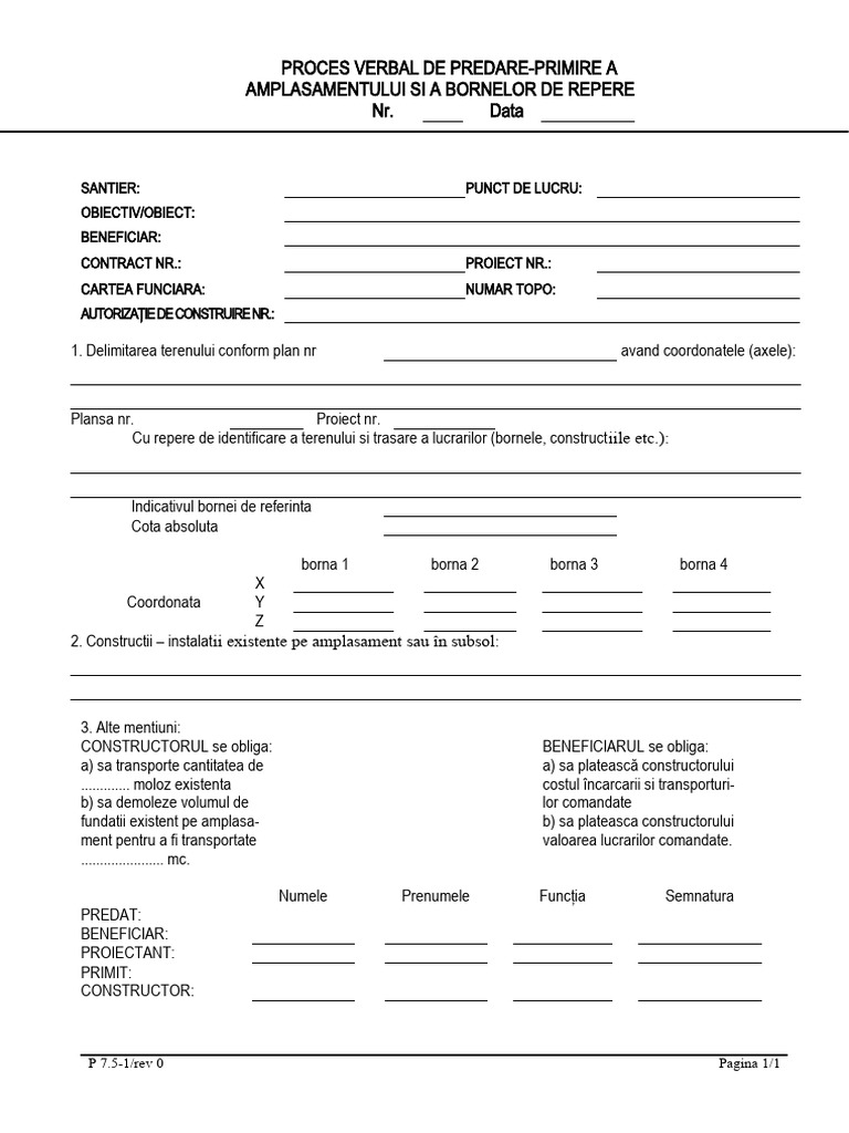 01. PV PREDARE PRIMIRE AMPLASAMENT | PDF
