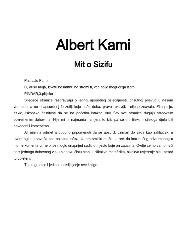 Albert Kami Mit o Sizifu | PDF