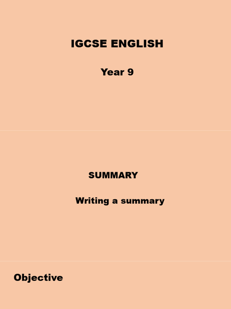 IGCSE Summary Writing Techniques | PDF