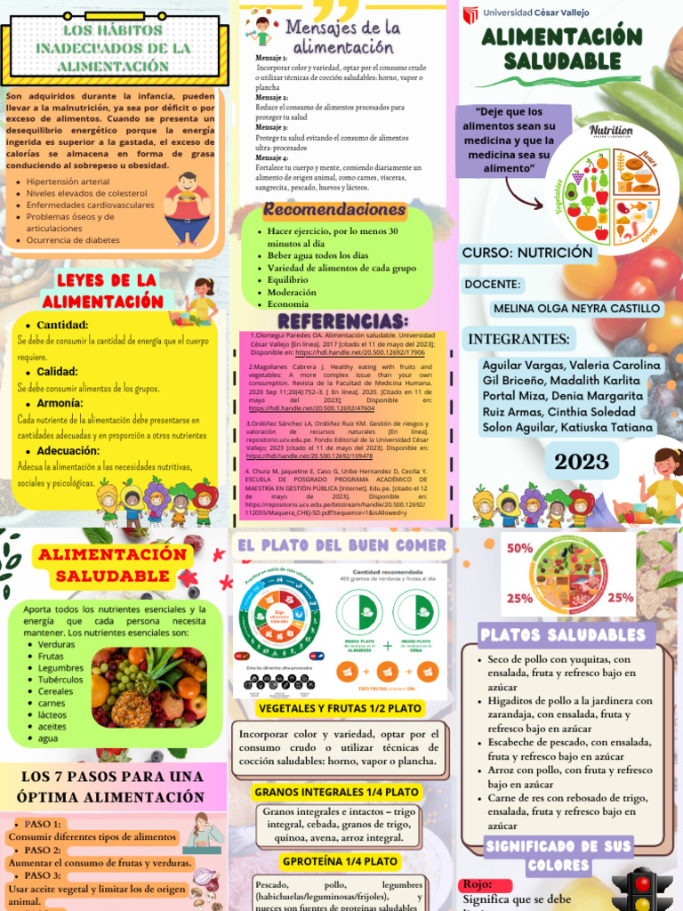 Triptico de Una Buena Alimentación Saludable | Descargar gratis PDF | Alimentos | Vegetales