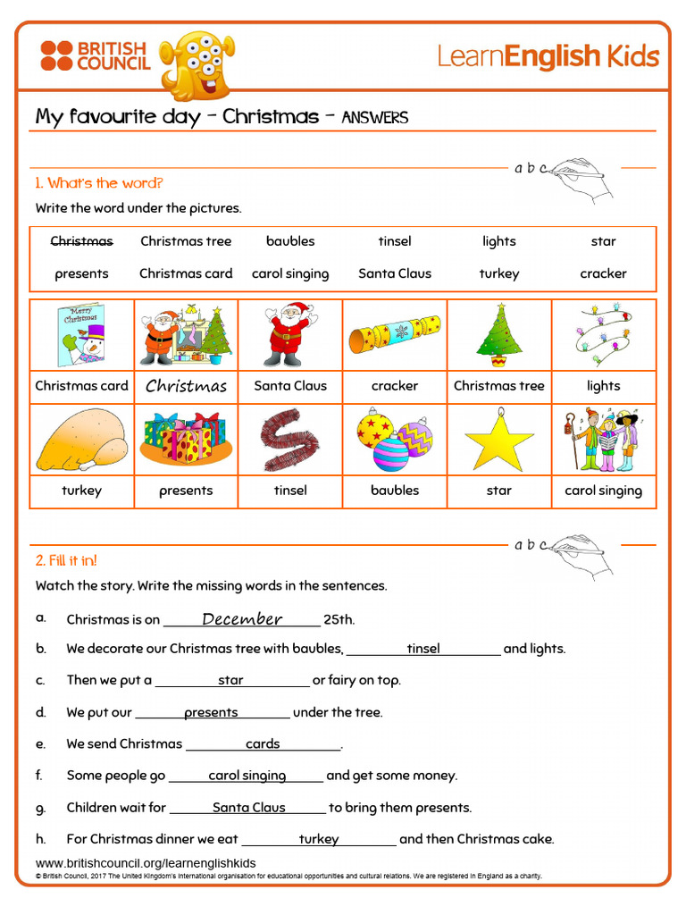 Short Stories My Favourite Day Christmas Answers | PDF