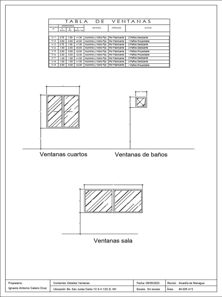 Tabla de Puertas y Ventanas | PDF | Vidrio Ingeniería y Ciencia | Sustancias químicas