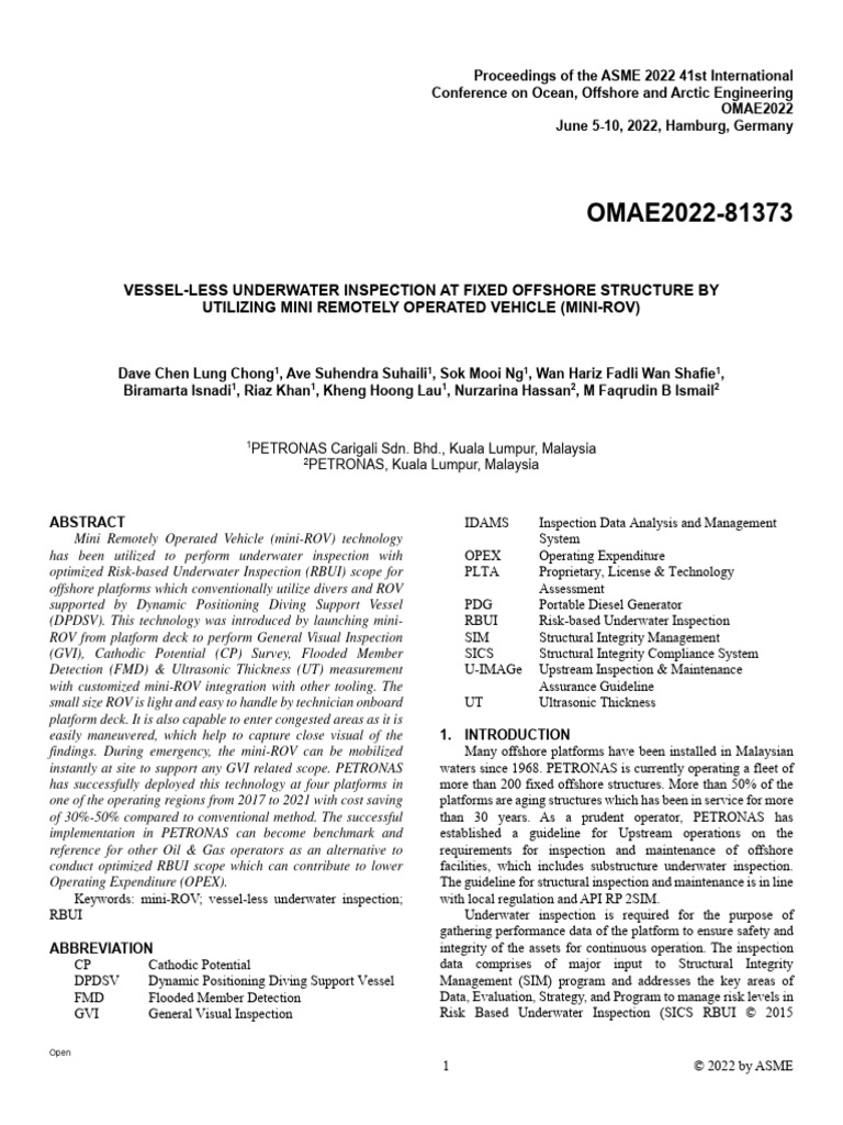 Platform Inspection Using Mini ROV | PDF