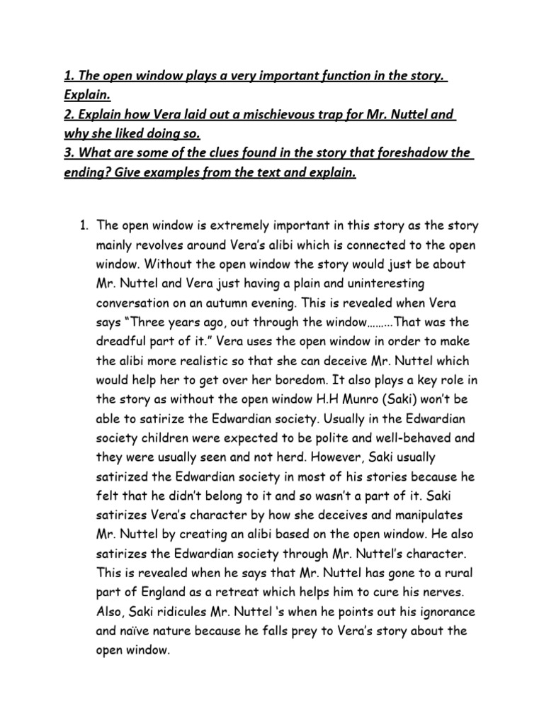 English Essay - Open Window | PDF