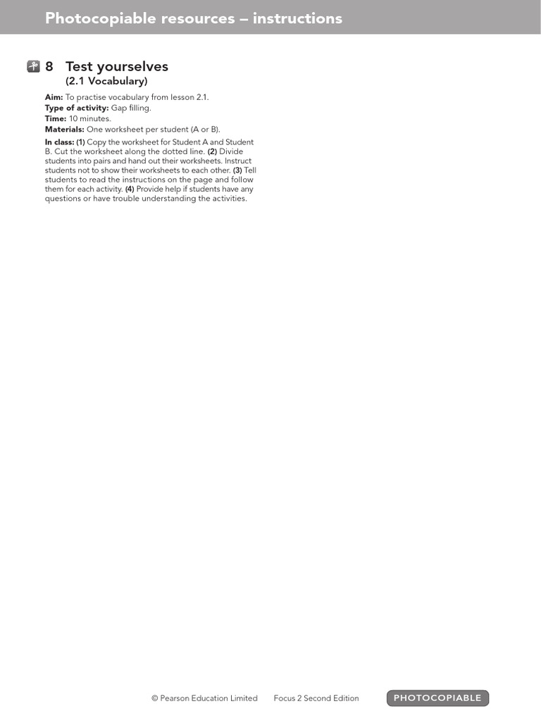 Focus2 2E Unit2 Lesson1 Resource 8 | PDF