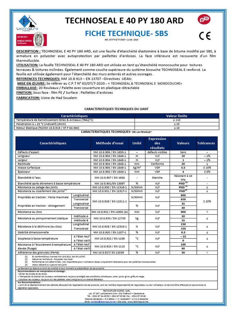 7 - FT Technoseal.e 40 Py 180 Ard - Sbs | PDF | Matériaux | Sciences ...