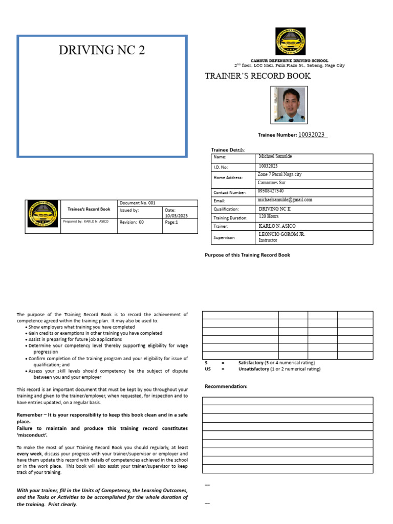 Trainers Record Book | PDF