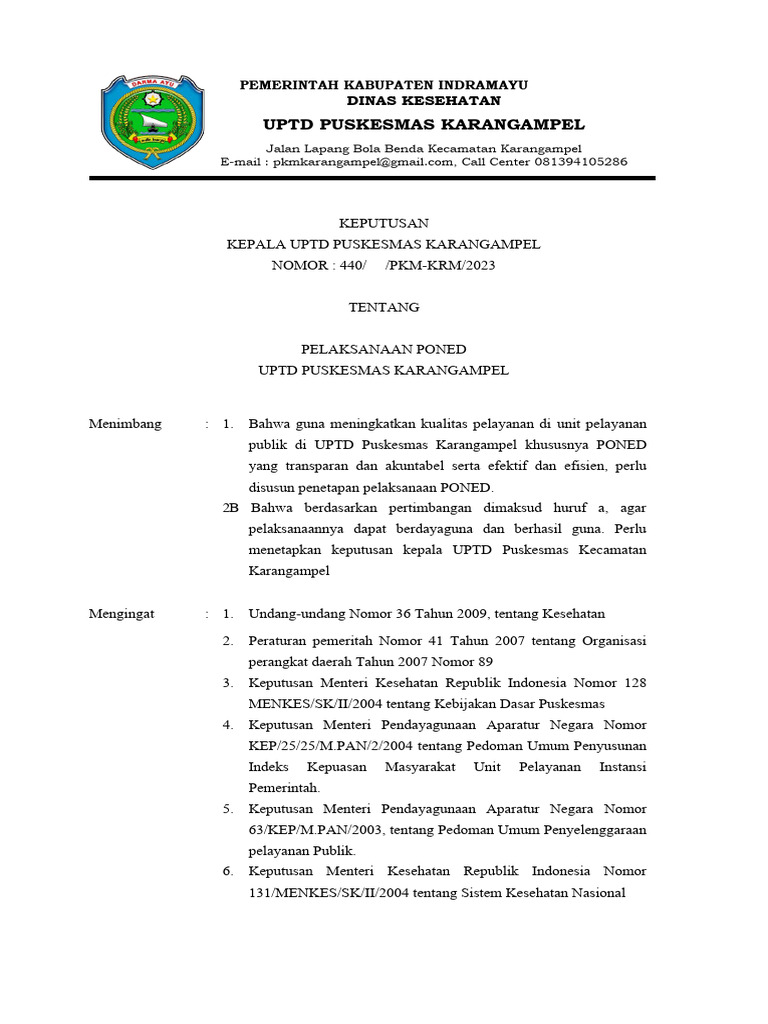 1.SK Pelaksanaan PONED | PDF