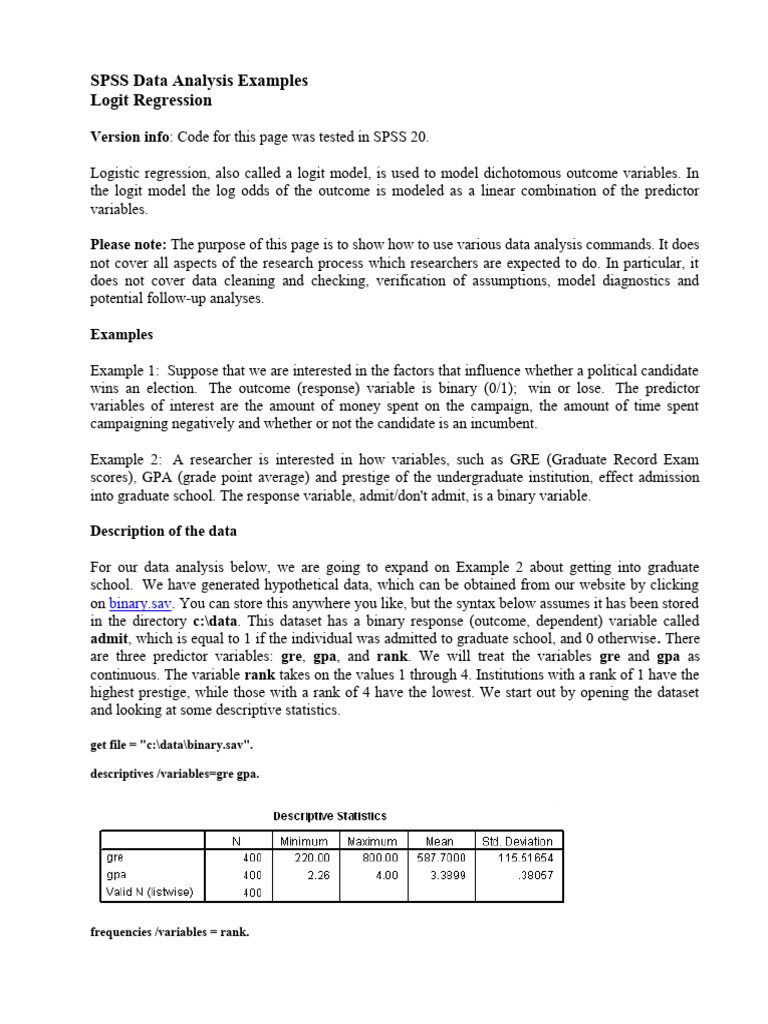 Logit and Spss | PDF | Logistic Regression | Coefficient Of Determination