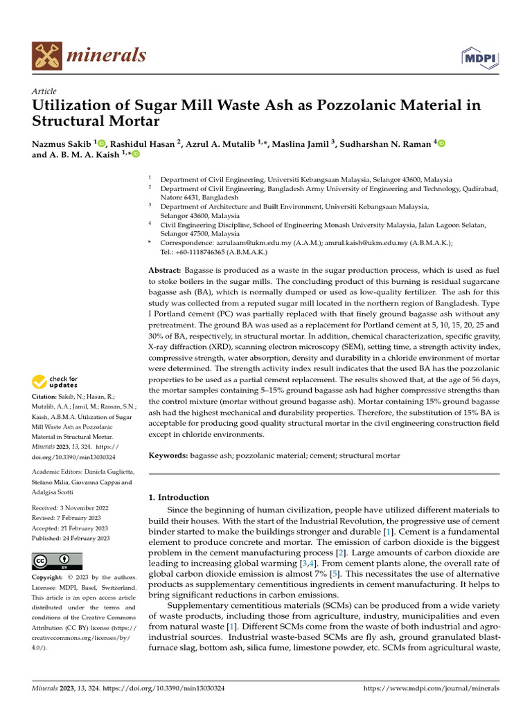 Utilization_of_Sugar_Mill_Waste_Ash_as_Pozzolanic_ | PDF | Cement ...