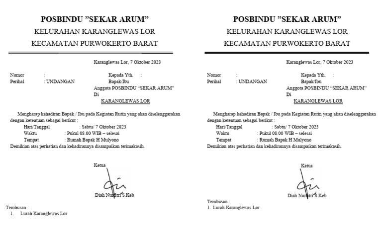 Undangan Kegiatan Rutin POSBINDU | PDF