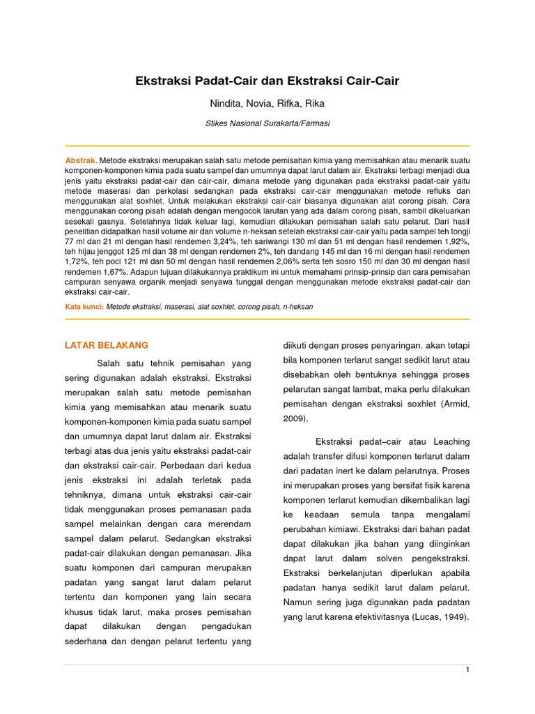 Ekstraksi Padat-Cair | PDF