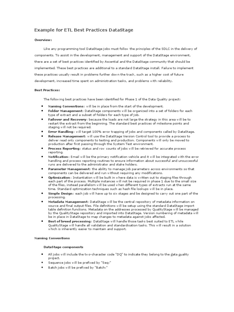 Best Practices in DataStage | Download Free PDF | Computer File | File Format