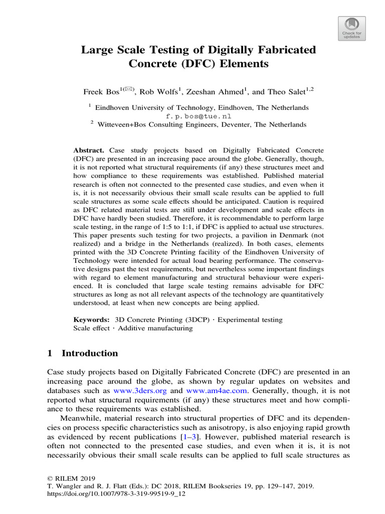 Bos Large Scale Testing of Digitally Fabricated 2018 | PDF
