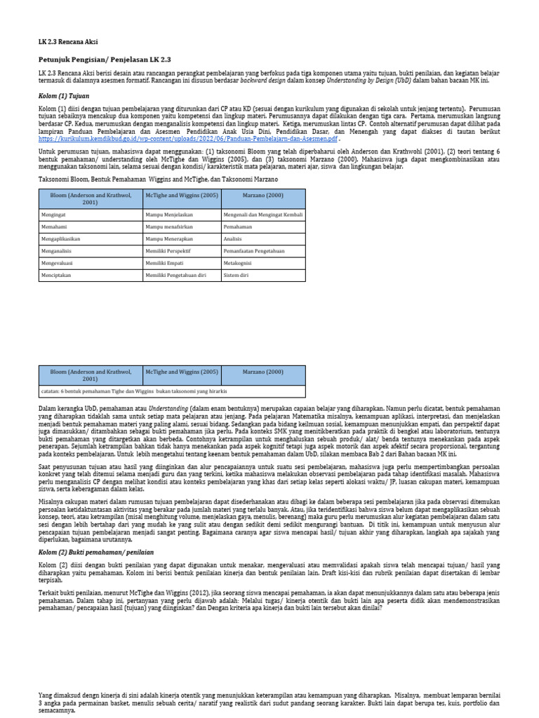 LK 2.3 Rencana Aksi | PDF