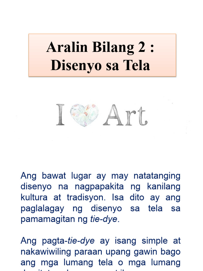 Art Q 4 Aralin 2 Disenyo Sa Tela | PDF