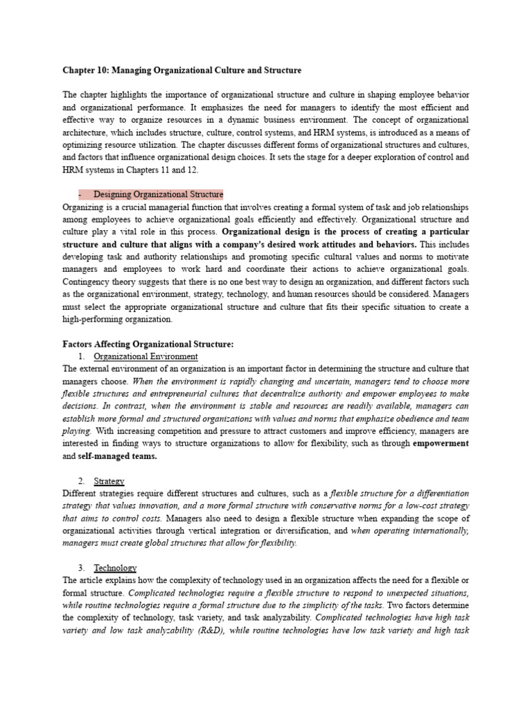 Management - Chapter 10 - Summary | PDF