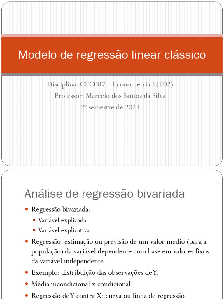 Modelo de Regressão Linear Clássico | PDF