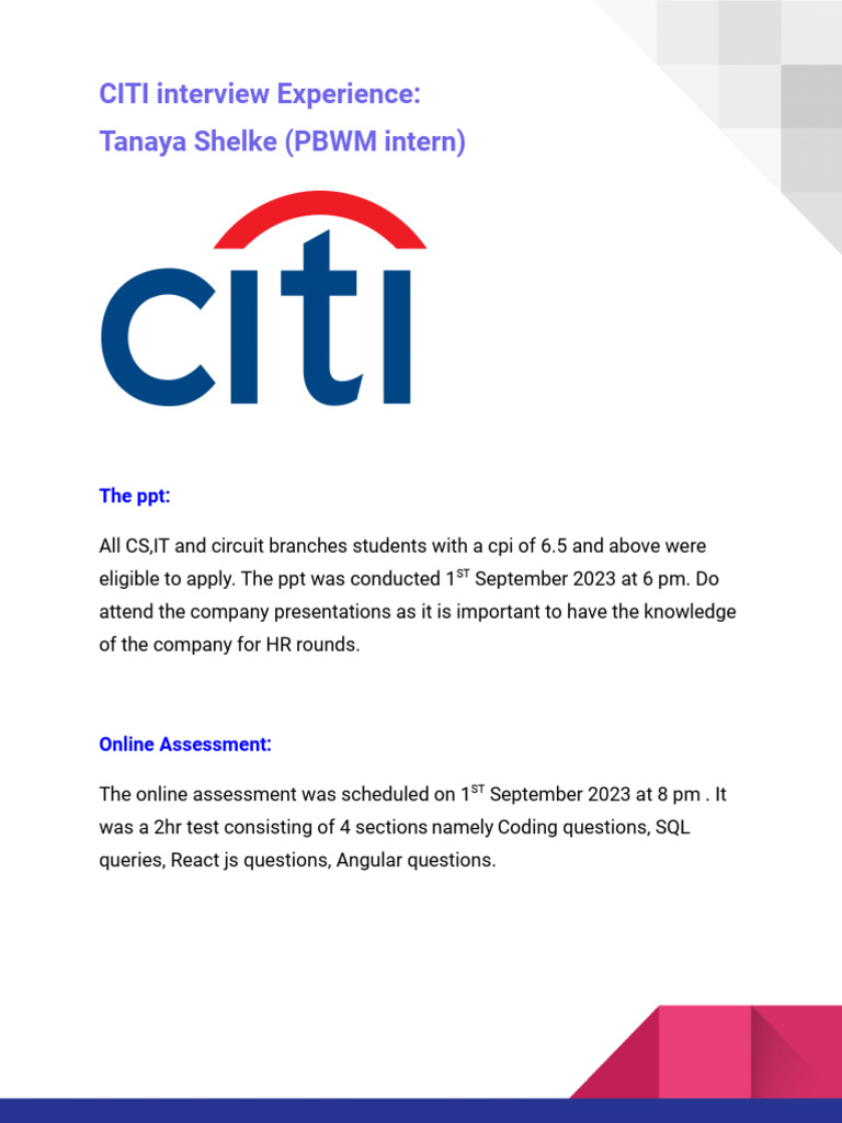 Citi Exp | PDF | Multiple Choice | String (Computer Science)