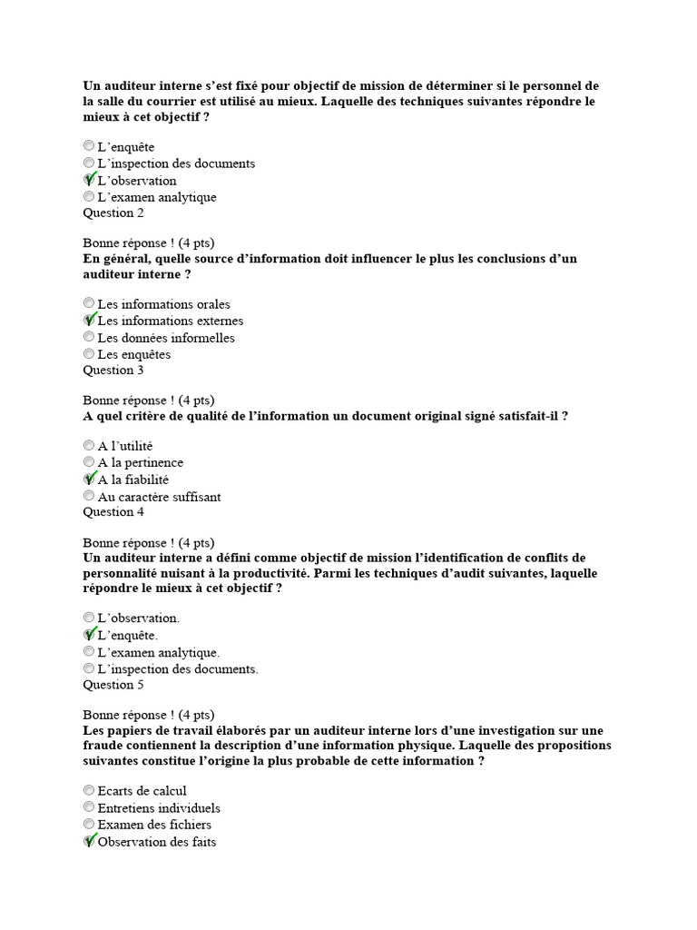 QCM Reponse | PDF