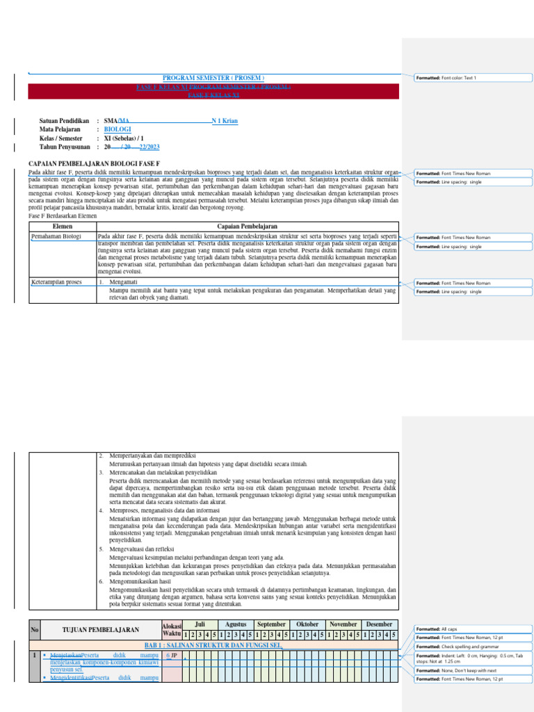 PROSEM - Biologi 11 | PDF