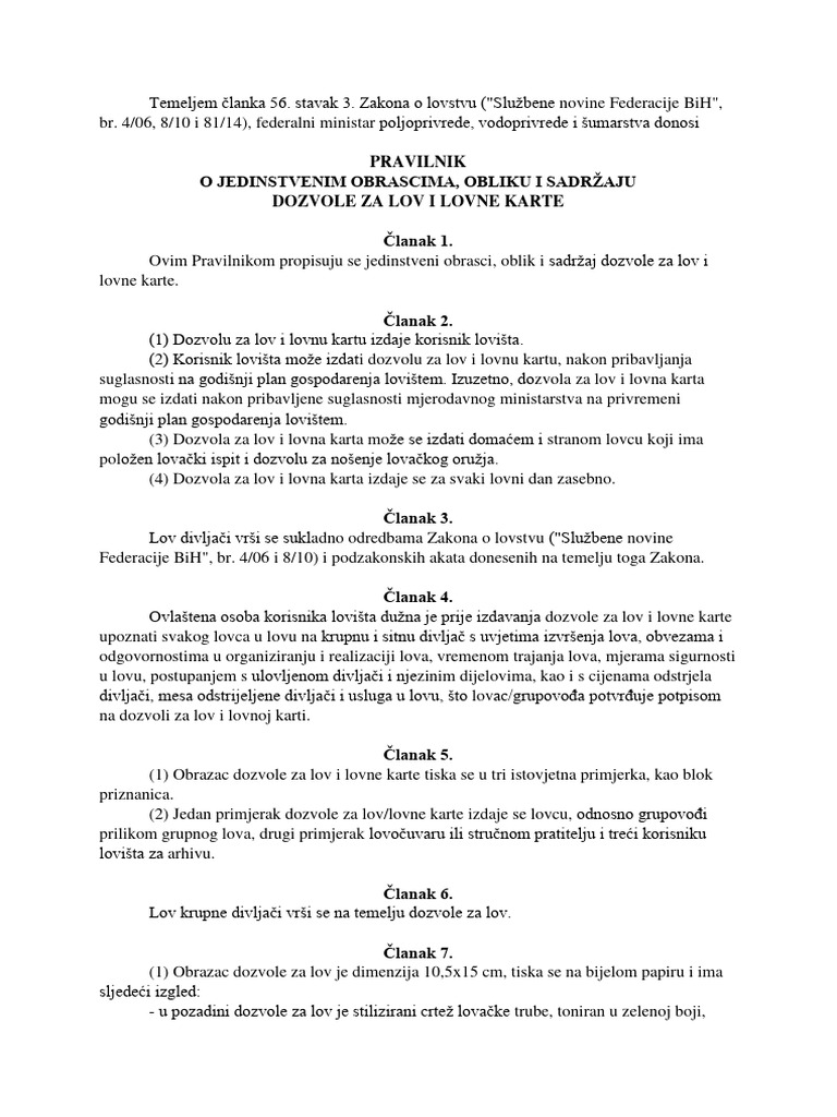 Dozvola Za Lov I Lovna Karta | PDF