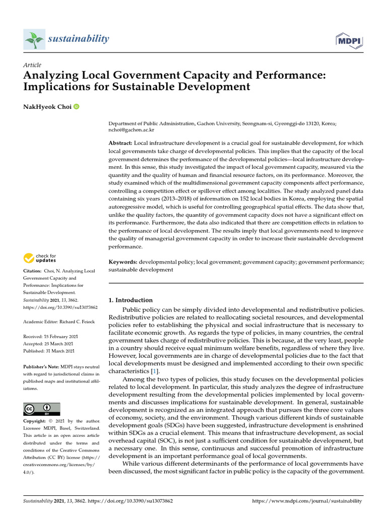 Analyzing Local Government Capacity and Performanc | PDF