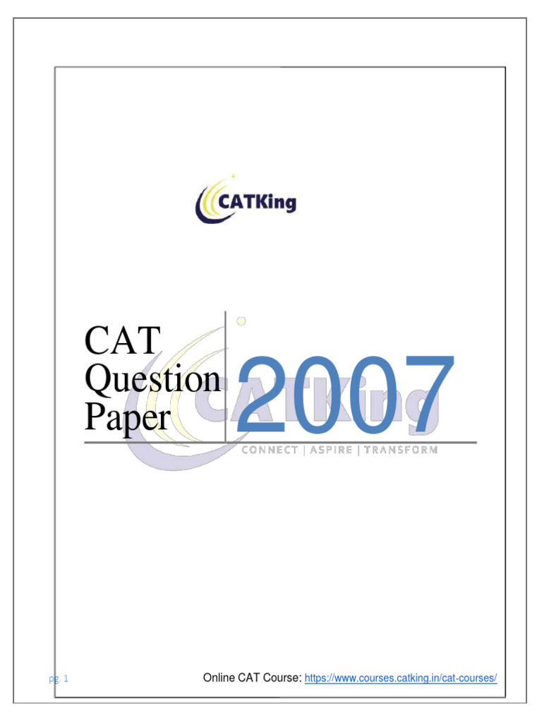 CAT 2007 Question Paper Overview | PDF | Profit (Economics) | Economies