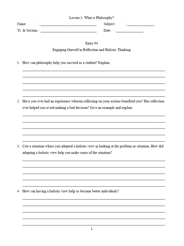 Entry 4 Holistic Thinking | PDF