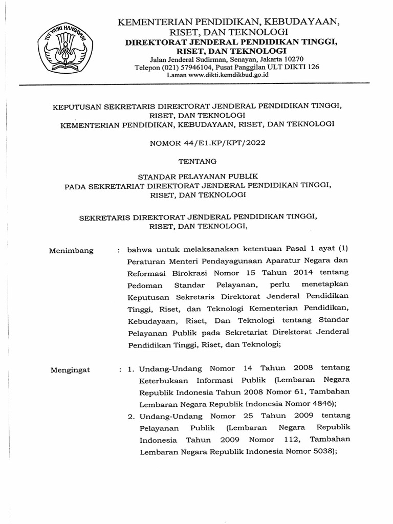 SK Standar Pelayanan Publik | PDF SK Standar Pelayanan Publik | PDF