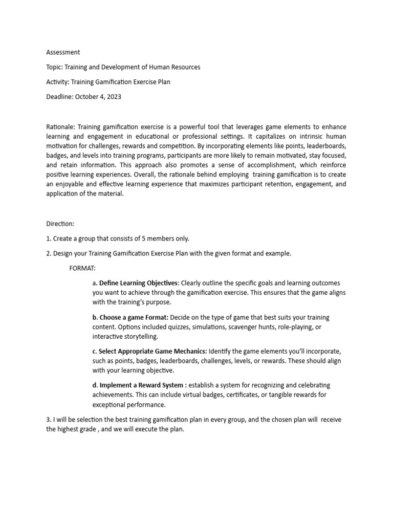 Assessment For Training and Development | PDF