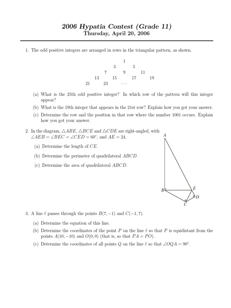 2006 Hypatia Contest | PDF