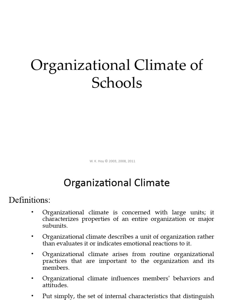 Organizational Climate of Schools | PDF