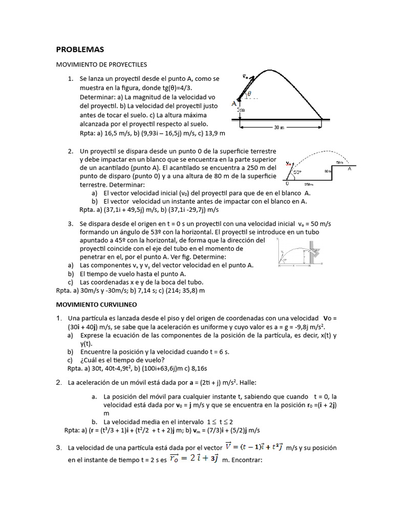 PROBLEMAS Cinematica | PDF