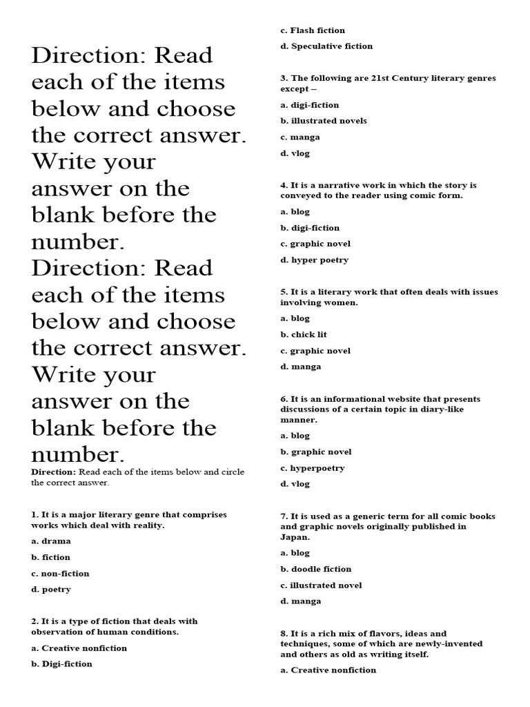 21st Century Literature Quiz | PDF