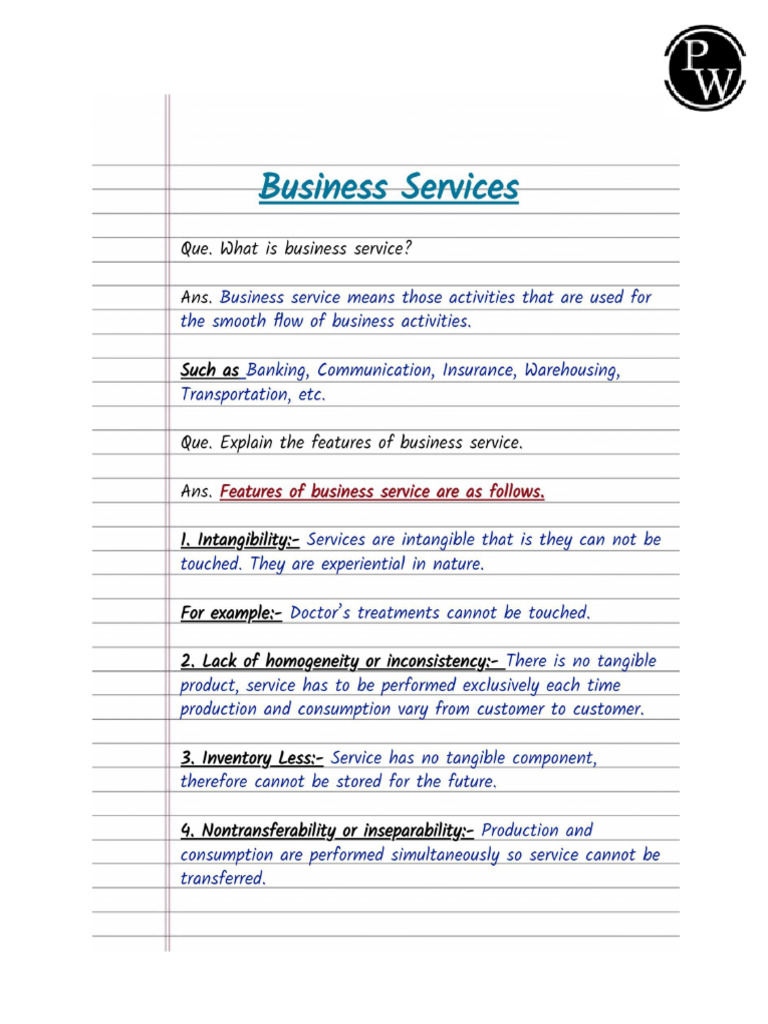 Business Servies - Handwritten Notes | PDF