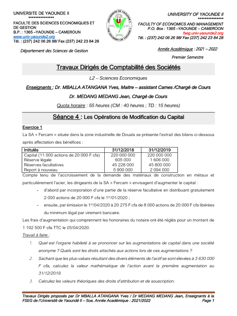 TD Compta Stés 2022 Séance 4 | PDF