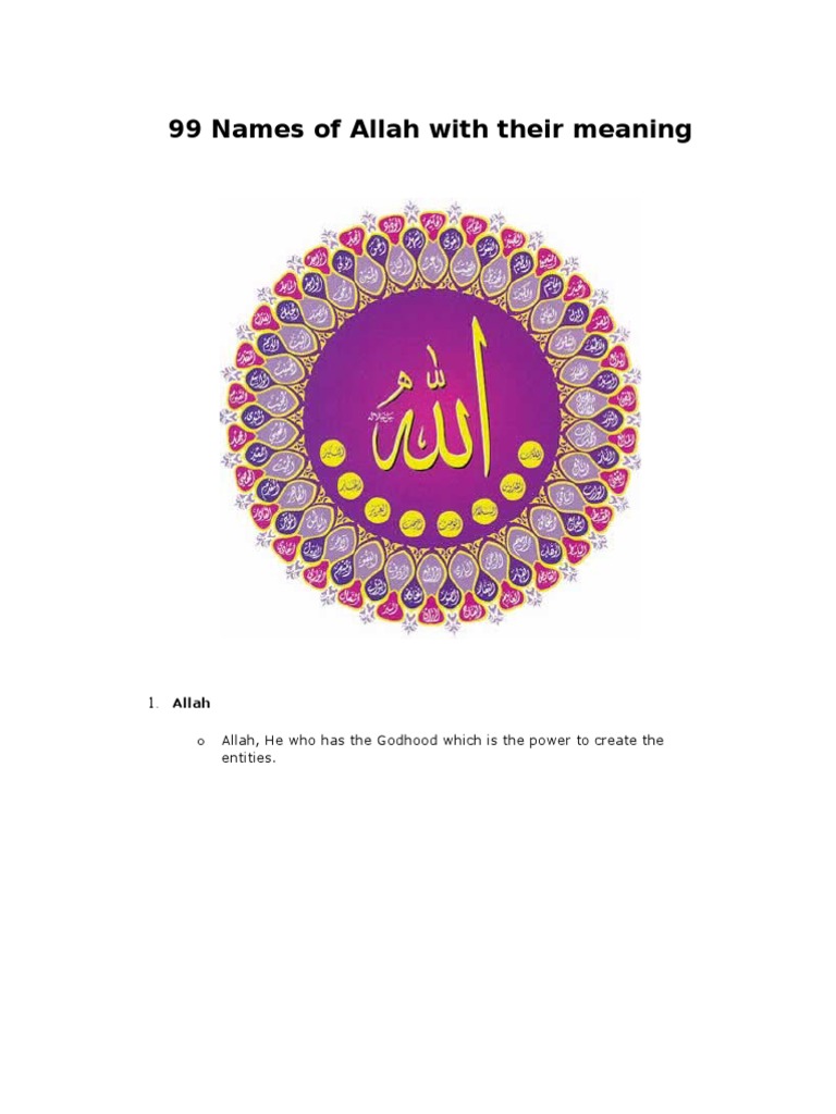 99 Names of Allah SWT and Mohammed (PBUH) | PDF | God In Islam ...