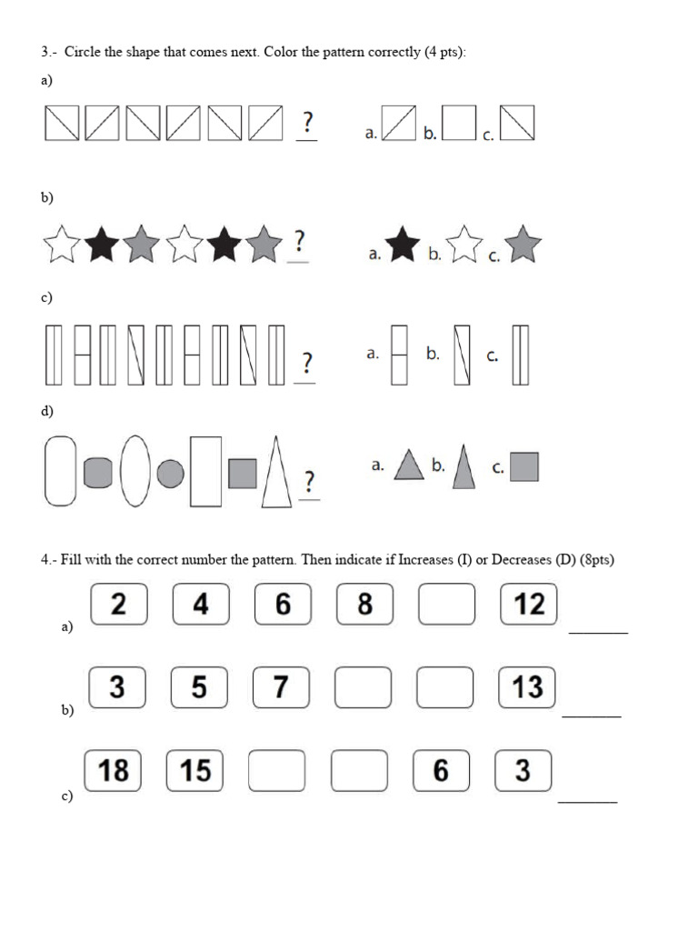 Math Quiz: Patterns and Sequences | PDF