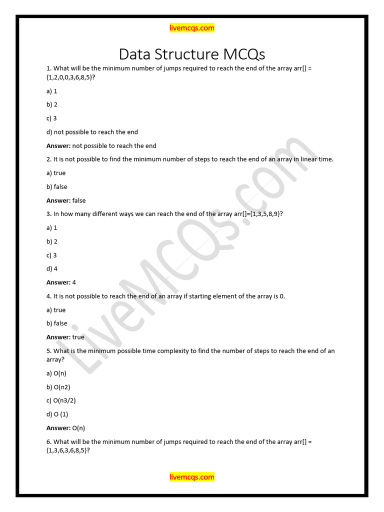 Aa7b3 Data Structure Mcqs | Download Free PDF | Queue (Abstract Data ...