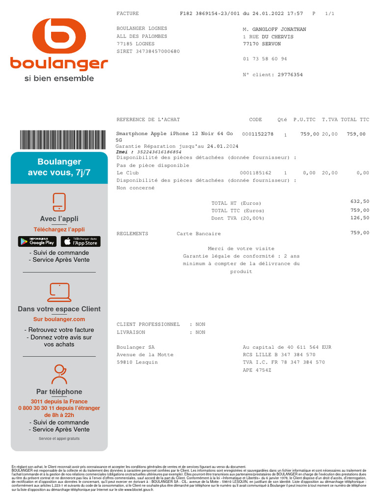 Facture Iphone 12 | PDF | Sodles | Facture