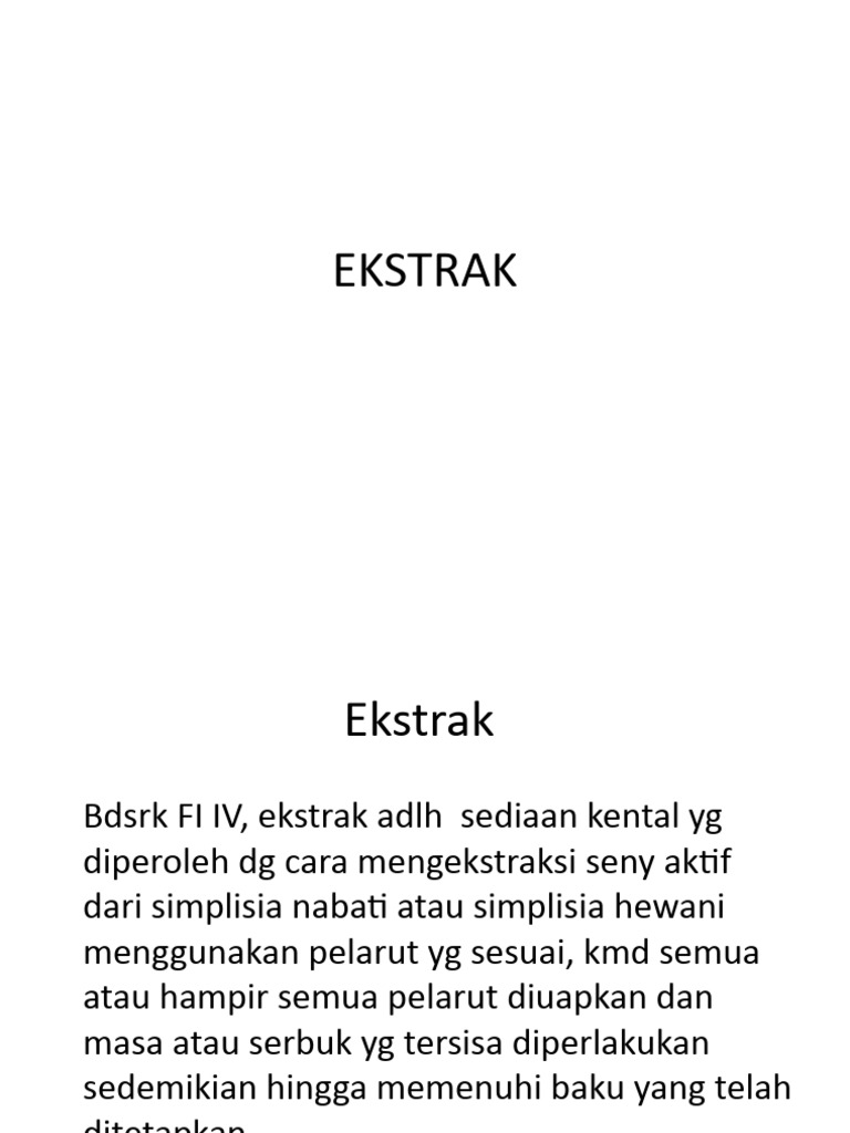 Ekstrak & Parameter Standar Ekstrak | PDF