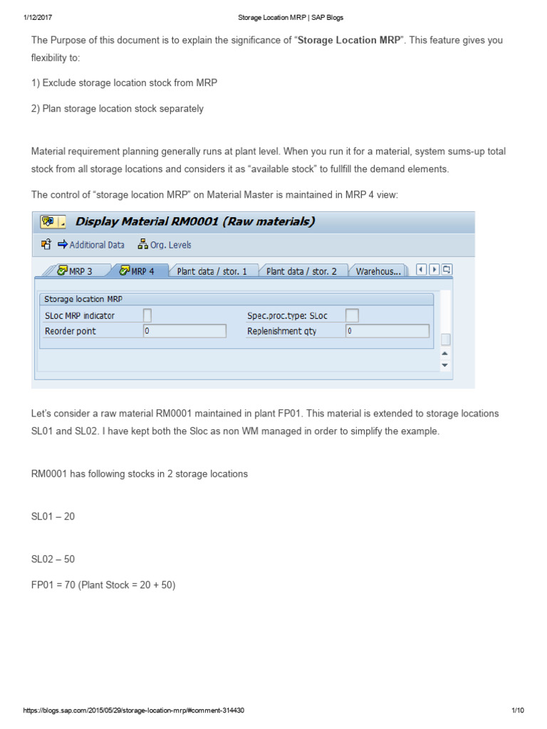Storage Location MRP - SAP Blogs | PDF
