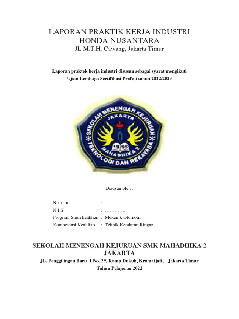 Laporan Praktik Kerja Industri | PDF | Karier & Perkembangan