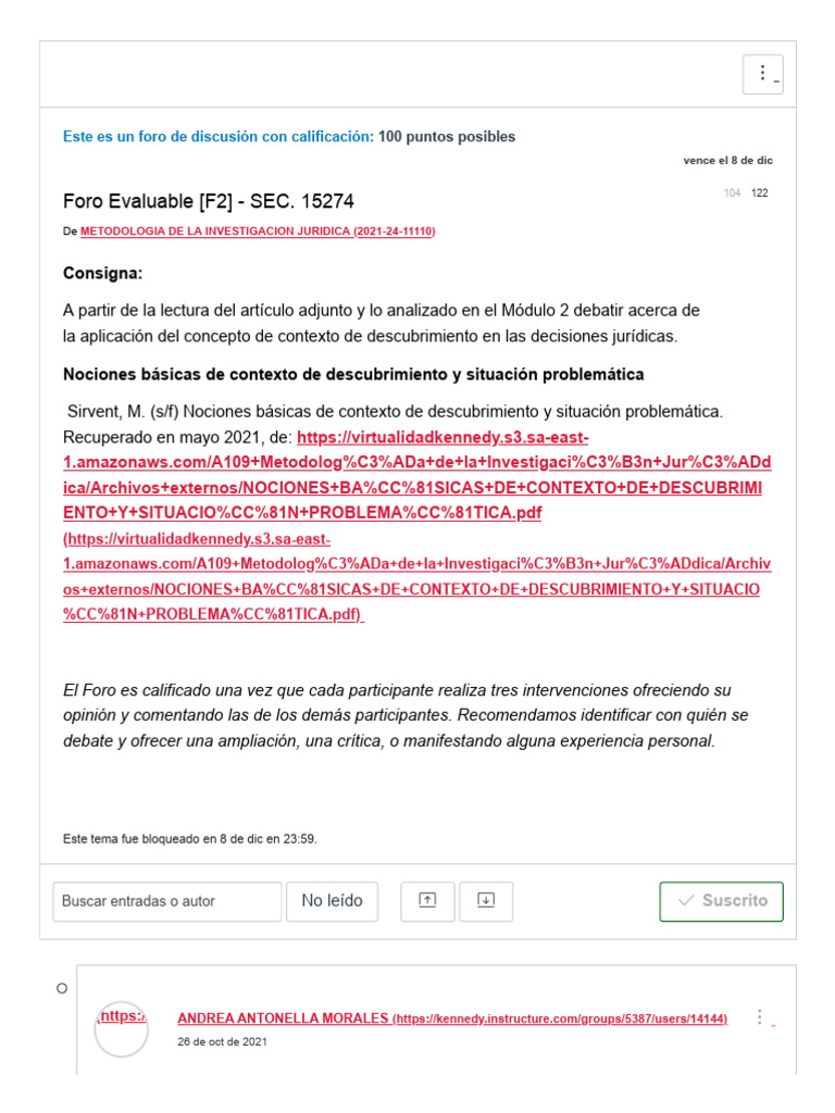 GUIA Foro Evaluable (F2) - SEC. 15274 | PDF