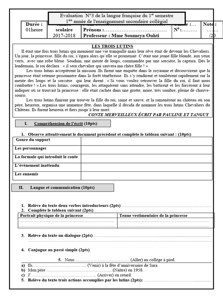 3ème Contrôle 1er Semestre 1ACSC - Docx Version 1 | PDF